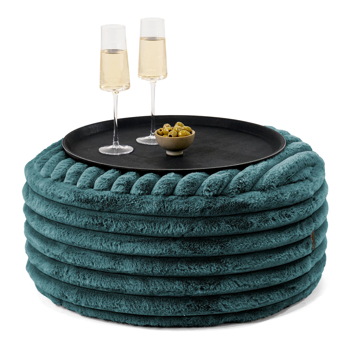 Lounge Pug Puf Redondo con Bandeja para Servir Pana de Felpa Ultra ...