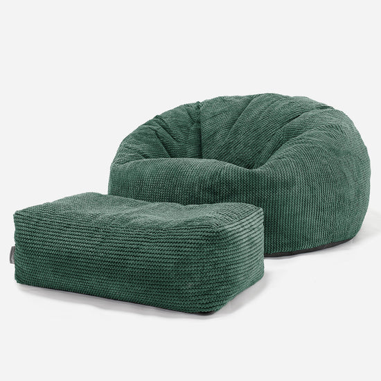 Lounge Pug Puff Gigante Sofá Clásica Pompón Verde Musgo– Big Bertha Original ES