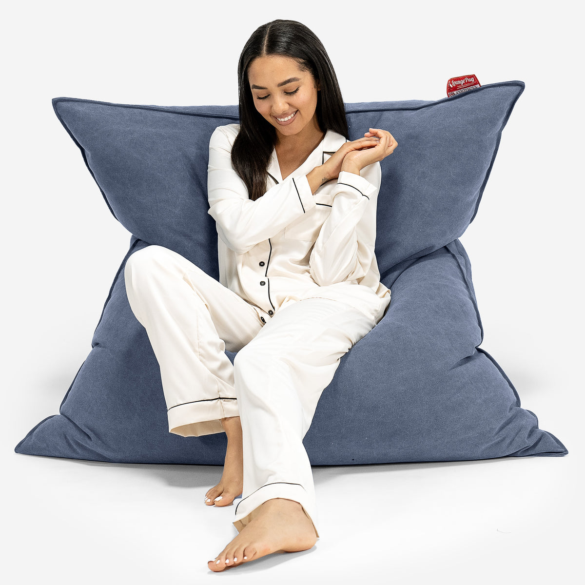 Lounge Pug - Puff Gigante Cama XL - Piel de Conejo Sintética Gris Claro ...